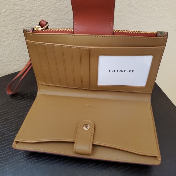 Coach | Bags | Coach Tech Wallet In Signature Canvas With Wild ...